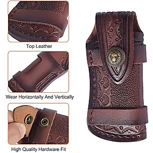 DONGKER 4" Leather Knife Sheath,Folding Pocket Knife Sleeve with Belt Loop for 4'' Knife Folding Knife