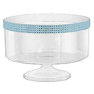 Luxury Small Clear Plastic Trifle Container with Dazzling Blue Gems - 5.75" (1 Piece ) - Perfect for Desserts & Centerpieces