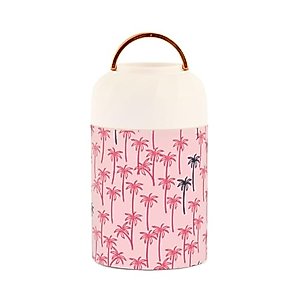 JUNZAN Palm Pink Black Kids Womens Insulated Food Jar Container with Spoon 17oz/500ml Keep Warm Food Containers Stainless Steel Vacuum Leakproof Thermo Flask for Keep Warm Food