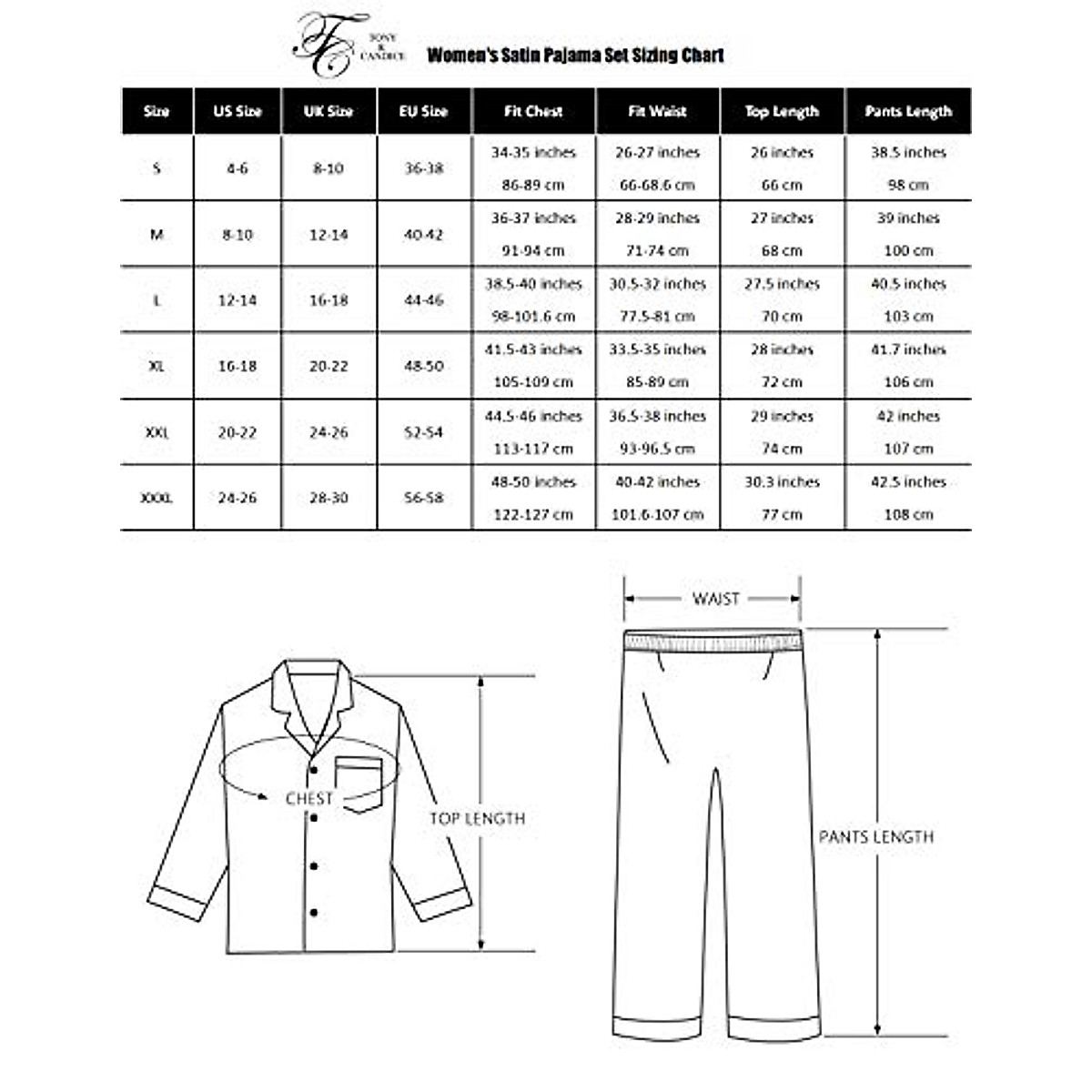 Tony & Candice Women's Classic Satin Pajama Set Sleepwear Loungewear (Large, Burgundy with Black Piping)