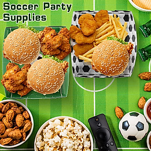 Sawysine 36 Pack Soccer Party Favors 5 lb Paper Food Trays Large Soccer Paper Food Boats Disposable Serving Tray Snack Trays for Food, Condiment, Carnivals, Birthday, Party Decorations (Soccer)