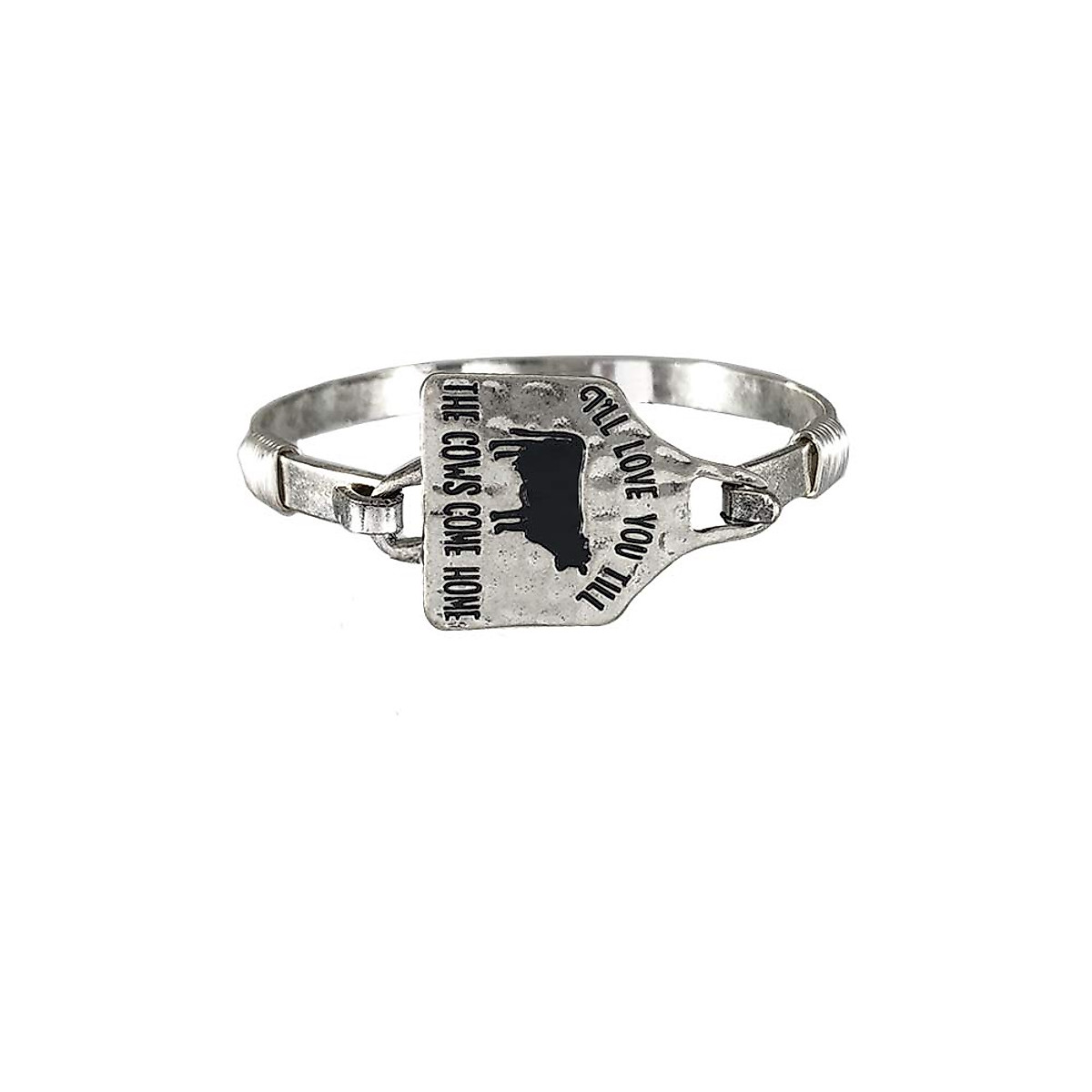 Wonderent I’LL LOVE YOU TILL THE COWS COME HOME Metal Bangle Bracelet