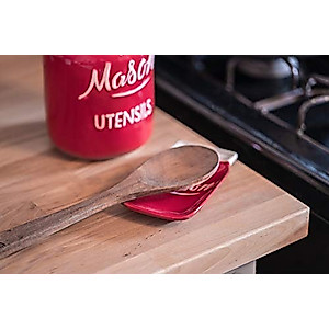 Mason Jar Kitchenware 17-Piece Set - Vintage Kitchen Accessories - Measuring Cups & Spoons, Spoon Rest, Salt & Pepper Shakers, Sponge Holder, Cookie Jar, Utensil Crock - Mother's Day Gift - Red