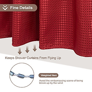 WOHEWREY Shower Curtain, Waterproof Waffle Fabric Shower Curtain, 72 * 78 Inch Shower Size, with 12 Hooks, Weighted Long Hem, Machine Washable, Suitable for Home Hotel Bathroom Shower Curtain Set Red