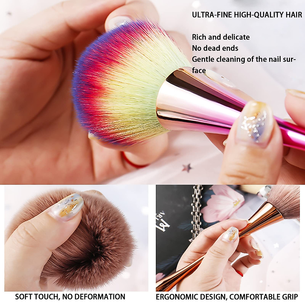 Large Powder Mineral Brush Nail Art Dust Brush Foundation Makeup Brush Powder Brush and Blush Brush for Daily Makeup (colour)