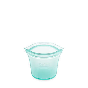 Zip Top Reusable Food Storage Bags | Short Cup [Teal] | Silicone Meal Prep Container | Microwave, Dishwasher and Freezer Safe | Made in the USA