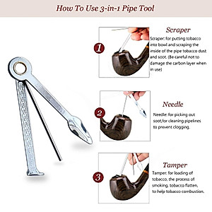 Joyoldelf Smoking Pipe, Luxury Tobacco Pipe with Leather Tobacco Pipe Pouch, Deepened & Windproof Tobacco Pipes for Smoking with 9mm Pipe Filter, Tobacco Pipe Stand and Smoking Accessories