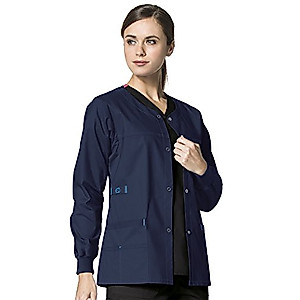 WonderWink Women's Wonderflex Constance Scrub Jacket, Navy, X-Large