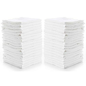 Simpli-Magic Cotton Washcloths White, 40 Pack, Size: 12”x12”