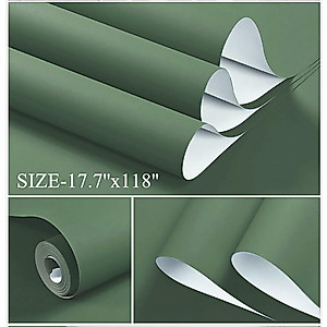 Dimoon 118''x17.7'' Green Peel and Stick Wallpaper Contact Paper Modern Self Adhesive Wall Paper Removable Renter Friendly Textured Solid Color Shelf Cabinet Vinyl Roll (118''x17.7'',Dark Green)