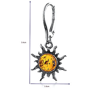 Ian and Valeri Co. Amber Sterling Silver Flaming Sun Leverback Earrings
