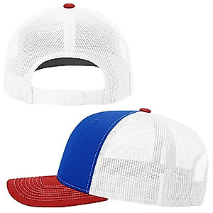 Custom hat Embroidered Your own Text Trucker Snapback Cap 112 Mesh Back Baseball Cap Royal/White/Red