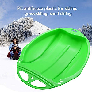 Snow Sleds, Snow Sleds for Kids Adult Durable Downhill Snow Sled with 2 Handles Winter Outdoor Skiing Board Snow Sleds Sand Board (Green, Plastic)