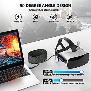 USB C Link Cable Compatible with Oculus Link Cable 6M,Usb to Usb C Cable High Speed Data Transfer&Fast Charging USB C Cable Compatible for Oculus Quest and Quest 2 to a Gaming PC