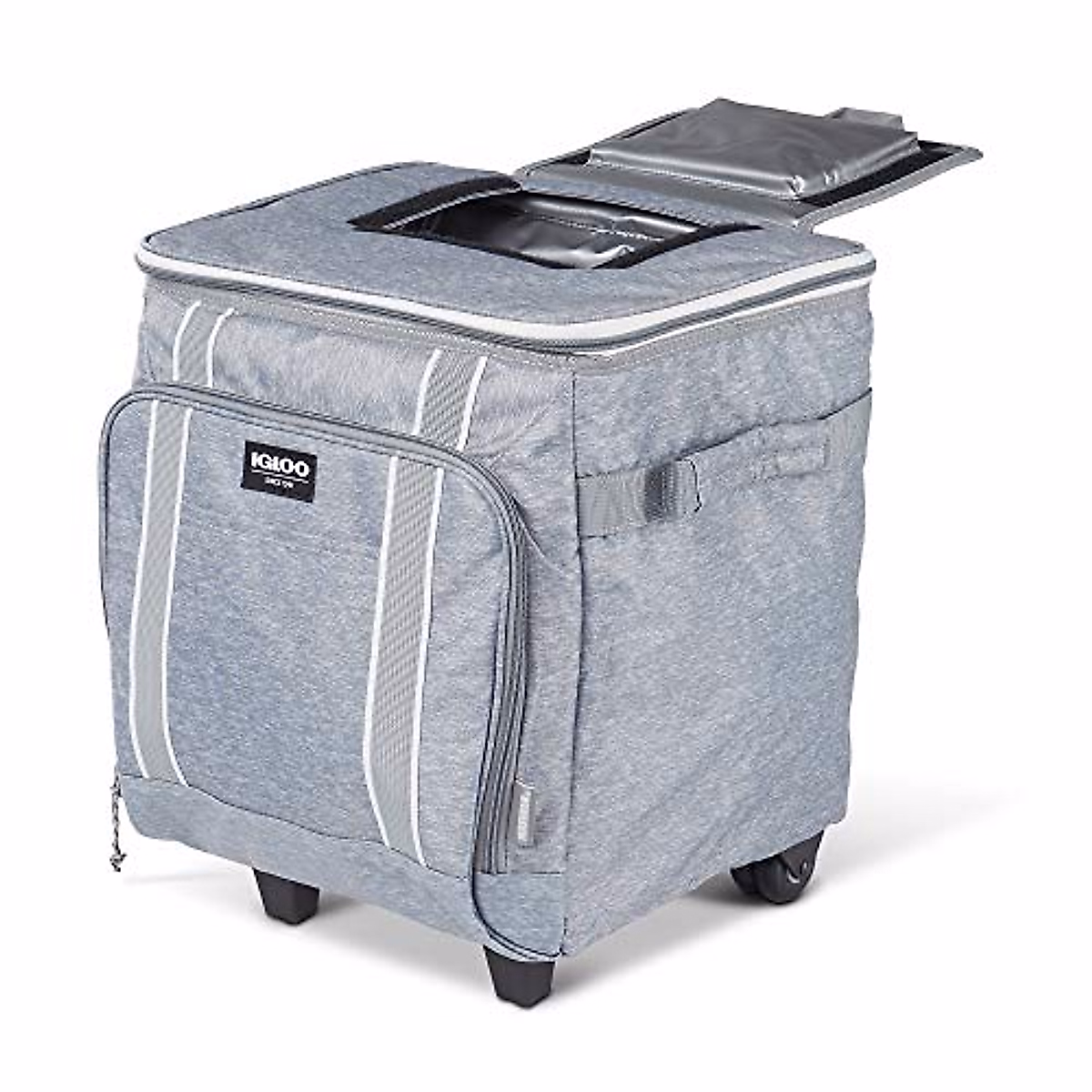 Igloo 40 Can Large Portable Insulated Soft Cooler with Rolling Wheels, Gray