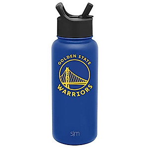 Simple Modern Officially Licensed NBA Golden State Warriors Water Bottle with Straw Lid | Vacuum Insulated Stainless Steel 32oz Thermos | Summit Collection | Golden State Warriors