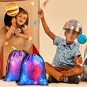 Woanger 16 Pcs Galaxy Birthday Party Favor Bags Galaxy Gift Bags Candy Goodie Drawstring Bag for Kids Party Decorations(Stylish)