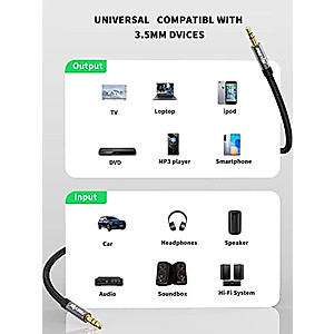 FONVOi 2 Pack AUX Cable(4FT,1.2M), Braided 3.5mm Audio AUX Cord for Car,3.5mm Male to Male Stereo Cable, Compatible with:Headphones, Phones, iPod,Car Audio,MP3 and More