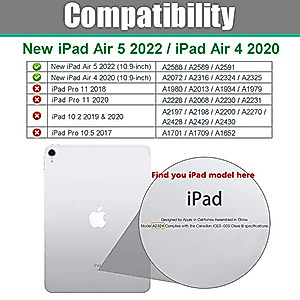 Gahwa iPad 10.9 Inch Case with Pencil Holder for iPad Air 5th Generation Case 2022/ iPad Air Case 4th Generation 2020[Support iPad 2nd Pencil Charging], Smart Case with Auto Sleep/Wake(Pink)