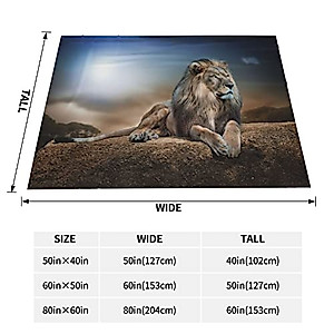 Lion Blanket Lion King Throw Blanket for Adults Moonlight Lion Decor Animal Blanket Super Warm Soft Plush Lightweight Fleece Flannel Blanket Winter Sofa Bedding Blanket Gifts for Kids Women 60"x80"
