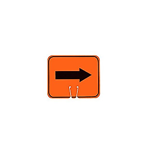 Cortina ABS Plastic Traffic Cone Sign, "Reversible Arrow" 03-550-2WA, 12.75" Width x 10.375" Height, Orange on Black