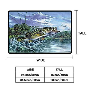 Entryway Mats Bass Fish Jumping Outdoor and Indoor Rug ,24x16 Inch .5x20 Inch Two Size.