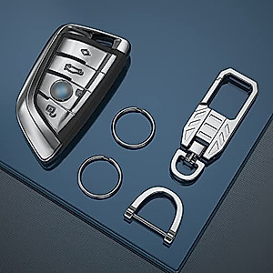 Mtverver Metal Keychain Car Fob Key Chain Holder Clip with Detachable Valet Key Ring & Anti-Lost D-Ring for Men and Women (Black-02)