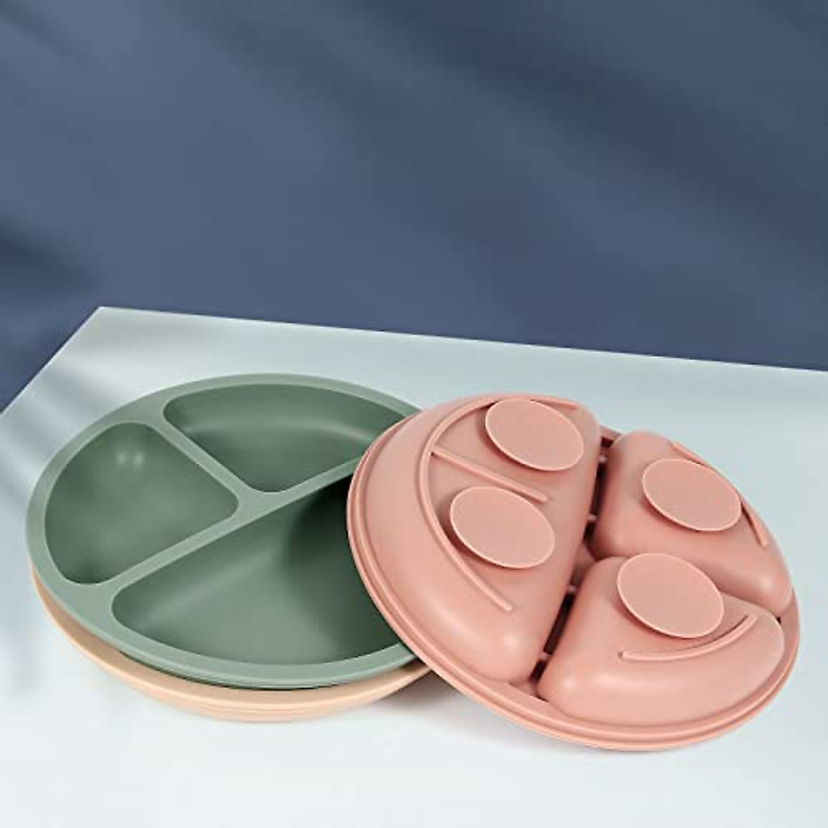 Eascrozn Suction Plates for Baby 3 pack, Stay Put Divided Toddler Plates, 100% Food Grade Silicone Baby Plates, BPA Free, Baby Feeding Supplies, Microwave & Dishwasher Safe
