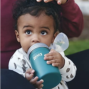 Mason Bottle Stainless Steel Mason Bottle Straw Cup, Light-Weight, Single-Wall - Includes 1 Stainless Steel Mason Jar, 1 Ring & Cap, 1 Straw Top (Green)