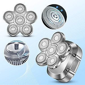 MOTLATA 6D Replacement Shaver Heads Bald Head Shaver Replacement Blades Waterproof Mens Electric Shaver Replacement Heads Electric Razor Replacement Blades Shavers for Men Replacement Head