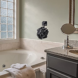 Lckaien Bath Towel Hooks , 2 Pack Stainless Steel Robe Coat and Clothes Hook, Heavy Duty Wall Hook for Bathroom & Kitchen, Modern Square Style Wall Mounted (Matte Black)