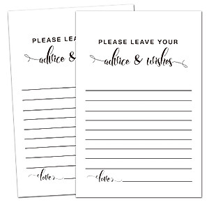 AMAHEJMO 50 Advice and Wishes cards -Wedding Advice Cards, cards for the Bride, Retirement or Graduation Party, Baby or Bridal Shower Games, Birthday Party, Engagement,4x6