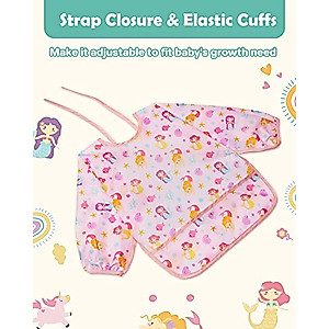 Lictin 3 Pack Baby Bibs for Boy or Girl, Cute Long Sleeve Bib, Waterproof Bibs for Toddlers,Adjustable Closure Baby Smock, Mess Proof Baby Bib, 6-24 Months Reusable Infant Baby Bibs