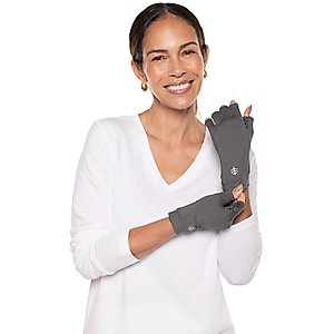 Coolibar UPF 50+ Men's Women's Ouray UV Fingerless Sun Gloves - Sun Protective (Small- Charcoal)