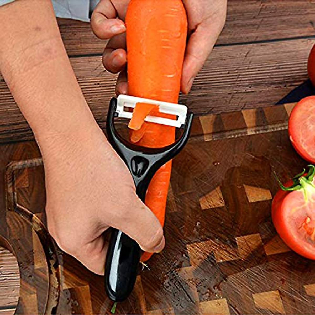 Vivid Cookware Stainless Steel Knives Set, 6 Pcs High Carbon Non Stick Large Blade Knife Block Set | 8" Chef Knife - 8" Carving knife - 8" Small Cleaver - 3.5" Paring Knife - Scissors - Ceramic Peeler