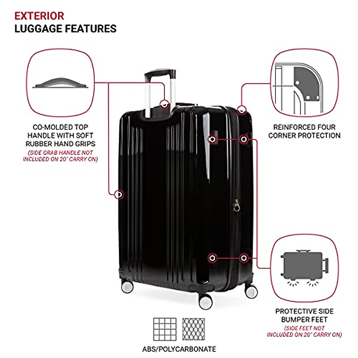 SwissGear 7786 Hardside Expandable Luggage with Spinner Wheels, Black, 2 Piece Set (20/27)
