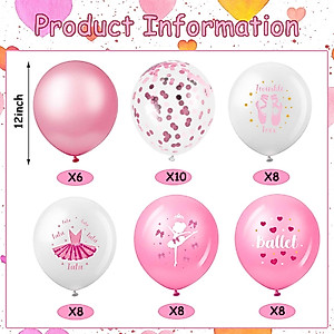 48 Pieces Pink White Confetti Latex Balloons 12 Inch Ballerina Birthday Party Decorations Ballet Balloons Ballerina for Birthday Engagement Wedding Baby Shower Bridal Shower Party Graduation Supplies