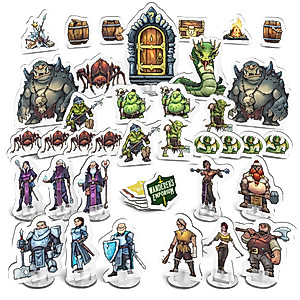 Wanderers Emporium Hard Flat Minis for DND Miniatures with Bases | 28mm - 32mm Scale Dungeons and Dragons Starter Set 5e (Essentials Pack, 36, Miniatures)