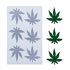 (THIN and SHALLOW) Marijuana Leaf Embossed Fondant Maple Silicone Mold for Chocolate Candy Gum Paste Polymer Clay Resin Kitchen Baking Sugar Craft Cake Cupcake Decorating Tools