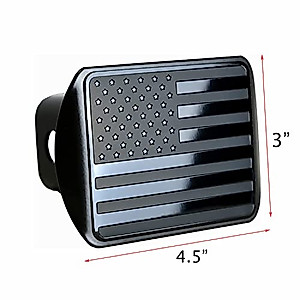 eVerHITCH USA Stainless Steel Flag Emblem Metal Hitch Cover with Pin Bolt (Fits 2" Receivers, Black)