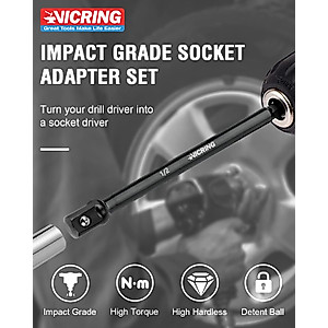 Impact Socket Adapter Set Impact Driver Socket Extension Set 1/4 3/8 1/2 Drive Socket Adapter for Drill Hex Shank Socket Driver set Turn Impact Drill Into High Torque Impact Wrench (6Pcs, 3" & 6")