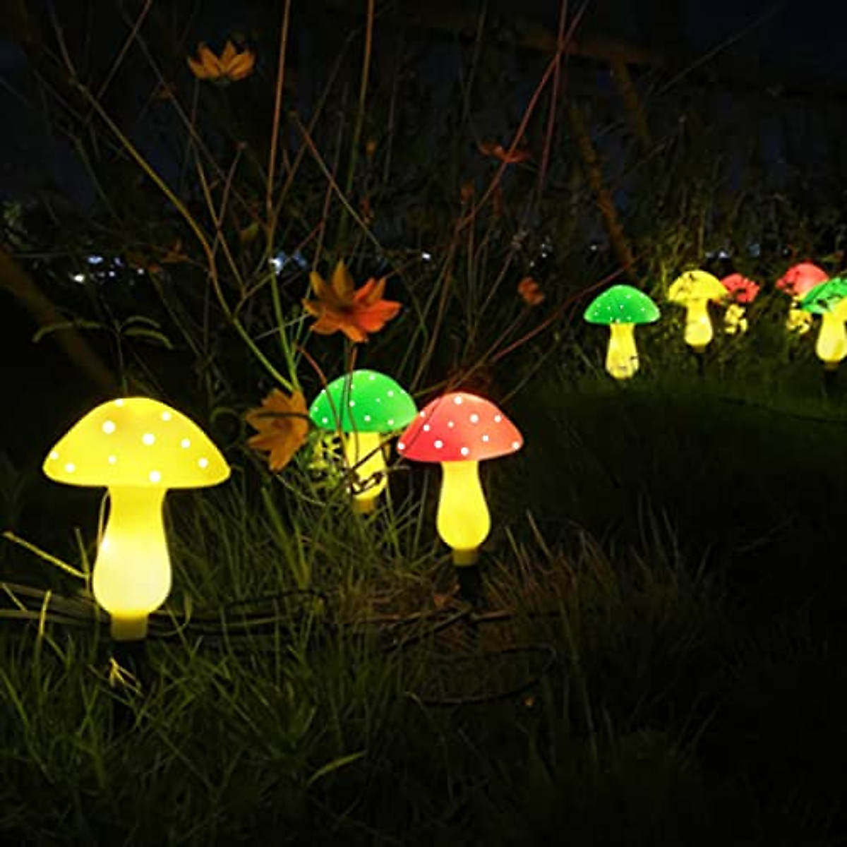 Solar String Lights Outdoor, 8 Modes Solar Mushroom String Light, IP65 Waterproof Cute Shaped Mushroom Fairy Lights Garden Landscape Lights, for Yard, Patio Gazebo Garden-1 Pack of 3