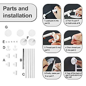 Towel Rack Bathroom Towel Rack Tower Rack Storage on Kitchen Wall with Metal Rod No Punching Installation (White 5 Layers)