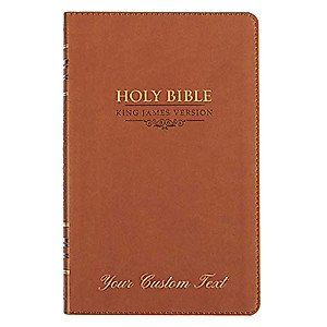 Personalized Custom Text Your Name KJV Holy Bible Gift Edition LuxLeather Brown King James Version Bible Custom Made Gift for Baptism Christenings Birthdays Celebrations