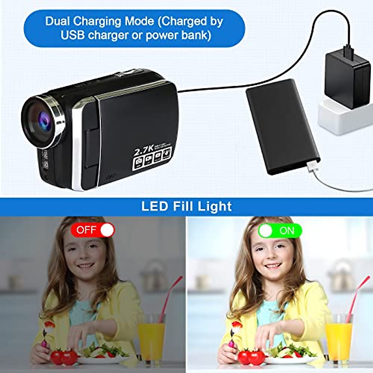 Heegomn Video Camera Camcorder 2.7K 36MP Video Recorder Camera Vlogging Camera for YouTube TikTok Digital Camera Recorder Kids Camcorder with 2.8" LCD Screen,8X Digital Zoom for Teens Beginners