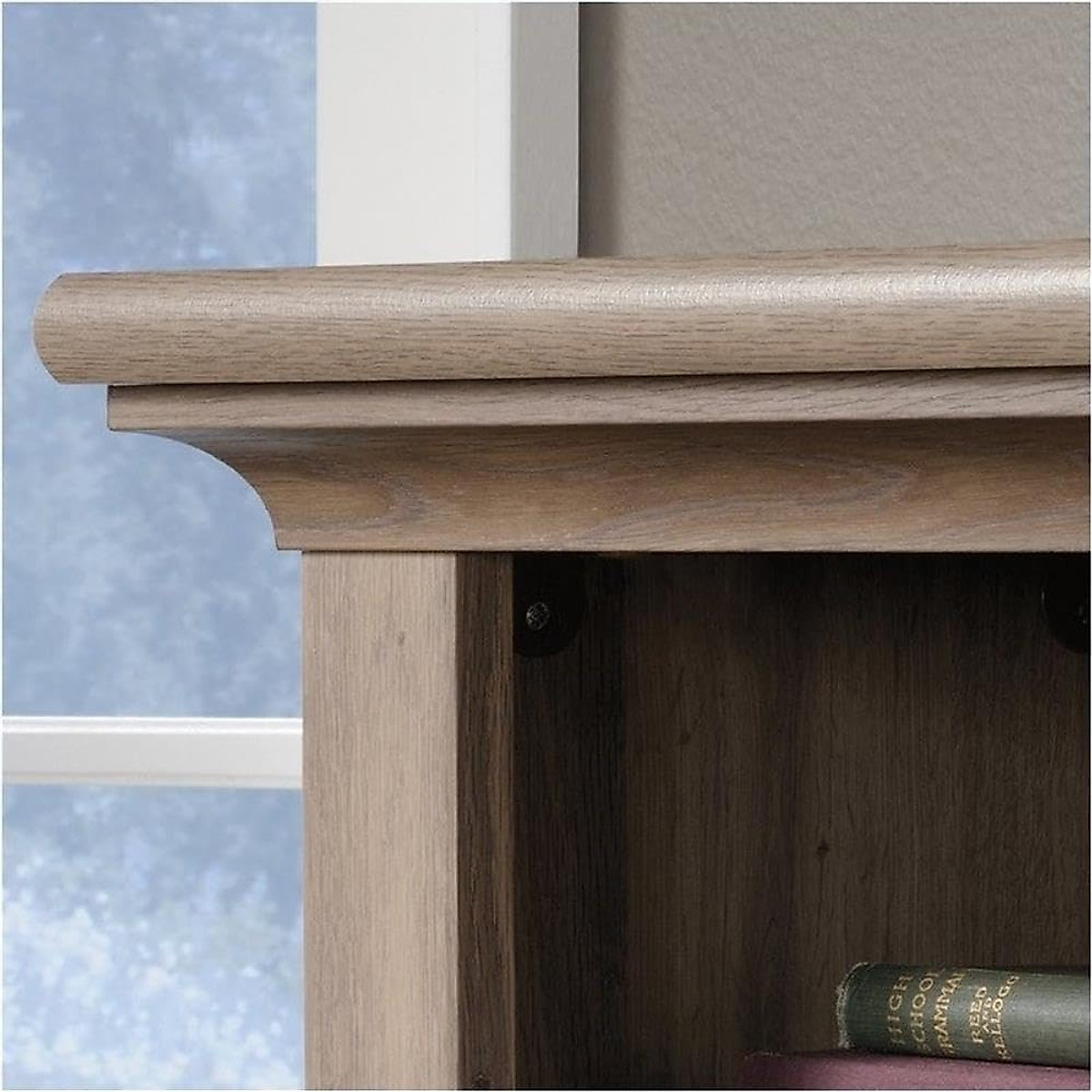 Scranton & Co Modern Wood Computer Desk with Hutch in Salt Oak