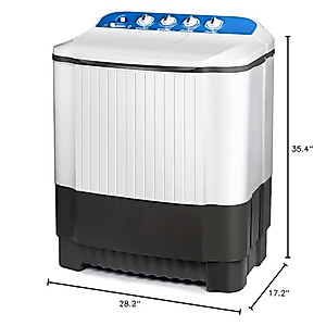JANREAY Portable Washing Machine 32lbs Portable Washer and Dryer, Washer(22Lbs) and Spinner(10Lbs) Cycle Combo 2 In 1 Mini Twin Tub Washing Machine for Apartments, Dorms, Camping and More Grey