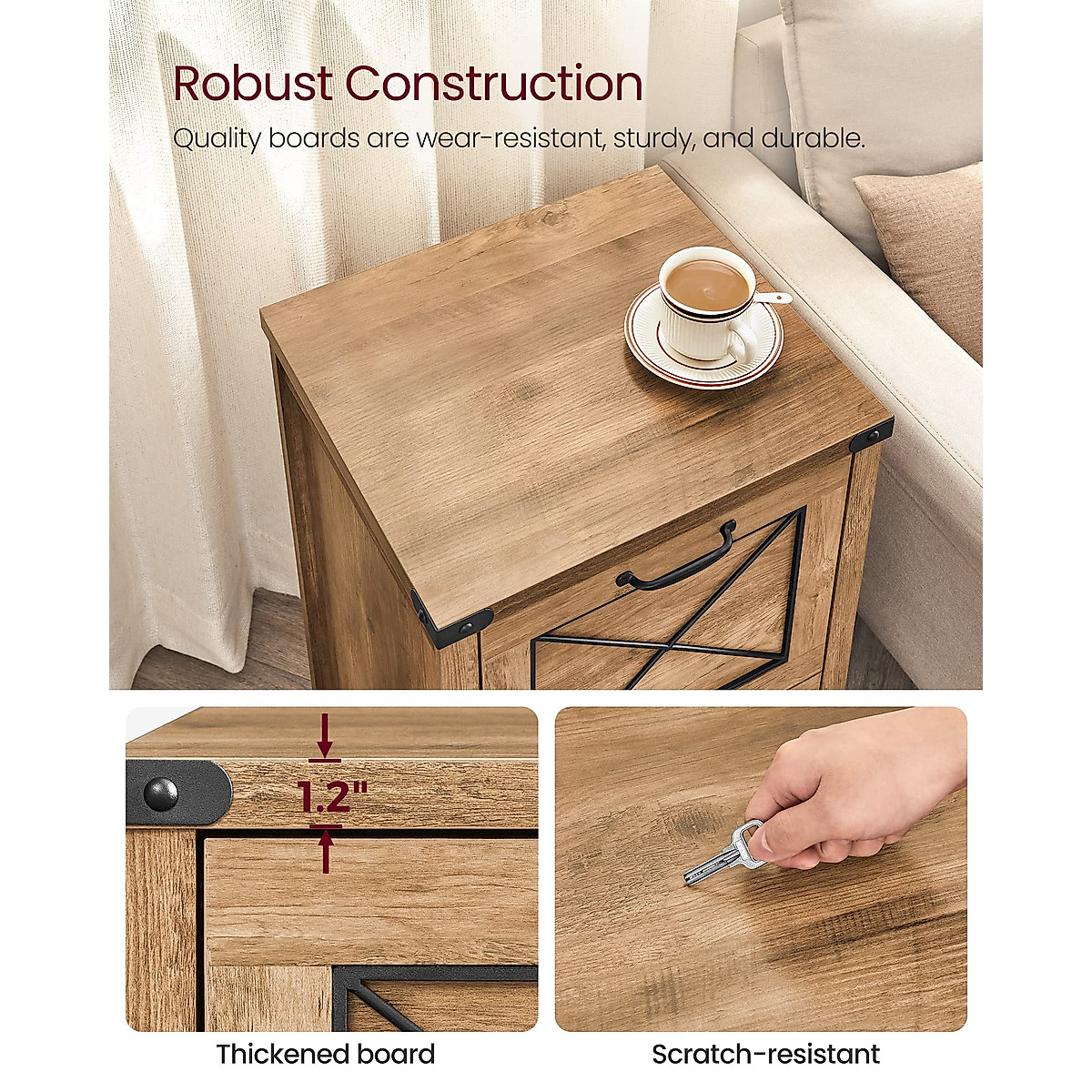 VASAGLE File Cabinet, Filing Cabinet with 2 Drawers, Printer Stand, Fit A4, Letter Size, Hanging File Folders, Modern Farmhouse Style, for Home Office, Study, Honey Brown UOFC048T41