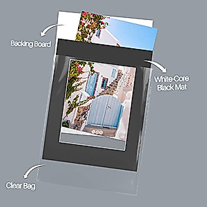 Golden State Art, Acid Free, Pack of 25 11x14 Black Picture Mats Mattes with White Core Bevel Cut for 8x10 Photo + Backing + Bags