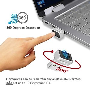 ARCANITE USB Fingerprint Reader for Windows 11/10 Hello Desktop, Laptop, 0.05s 360-Degree Sensor Security Device Login, Security Lock